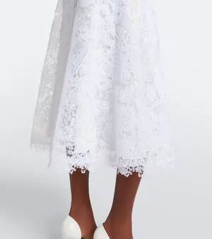 Carolina Herrera Floral Guipure Lace Midi Dress