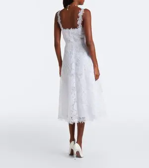 Carolina Herrera Floral Guipure Lace Midi Dress