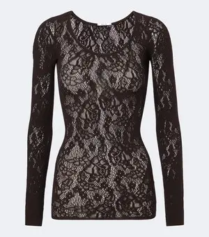Wolford Infinite Floral Lace Top - Brown