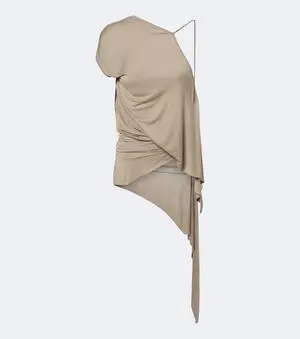 Rick Owens Lilies Tungsten Draped Open-back Jersey Top - Beige