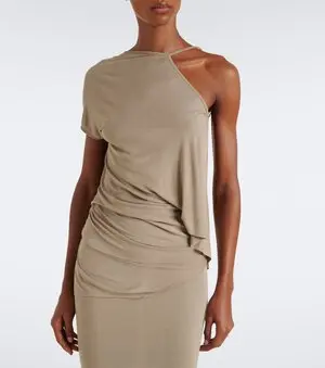 Rick Owens Lilies Tungsten Draped Open-back Jersey Top