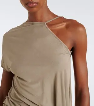 Rick Owens Lilies Tungsten Draped Open-back Jersey Top