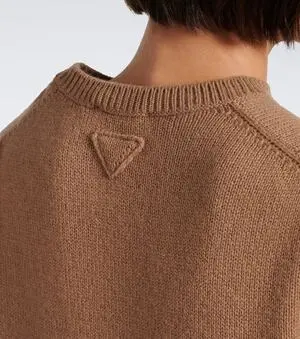 Prada Embellished Tie-neck Cashmere Sweater