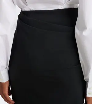 Carolina Herrera Floral Applique Wool-blend Midi Skirt