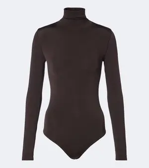 Wolford Colorado Turtleneck Jersey Bodysuit - Brown