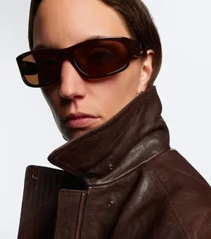 Magda Butrym Rectangular Acetate Sunglasses - Brown
