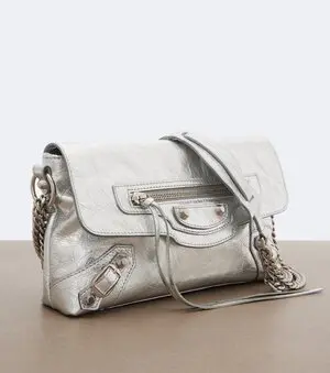 Balenciaga Le City Metallic Leather Shoulder Bag