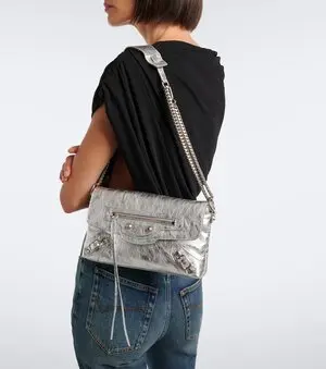 Balenciaga Le City Metallic Leather Shoulder Bag