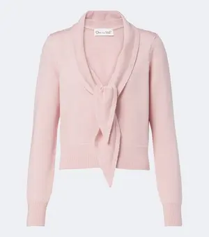 Oscar De La Renta Tie-neck Virgin Wool Cardigan - Pink