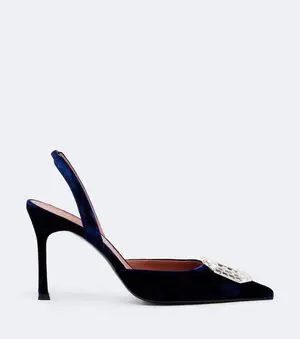Amina Muaddi Camelia Crystal-embellished Slingback Pumps