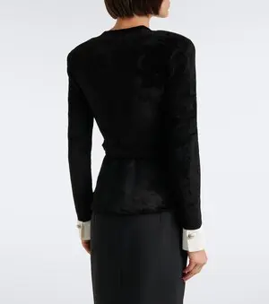 SELF-PORTRAIT Belted Embellished Chenille Jacket