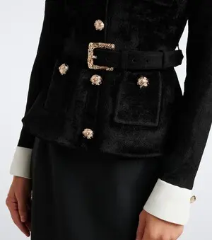 SELF-PORTRAIT Belted Embellished Chenille Jacket