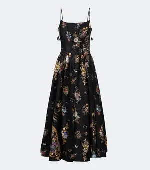 Camilla Floral Linen And Silk Maxi Dress - Multicoloured