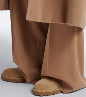 Max Mara Cashmere-trimmed Suede Combat Boots