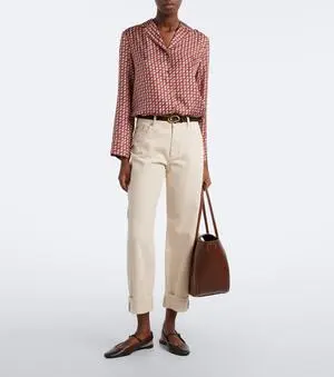 Max Mara Printed Silk Twill Pajama Shirt