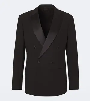 Giorgio Armani Virgin Wool Crepe Tuxedo Jacket - Black