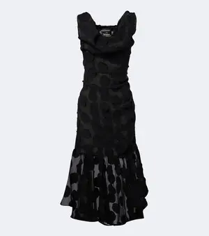 VIVIENNE WESTWOOD Gennie Frill Draped Polka-dot Crepe Midi Dress - Black