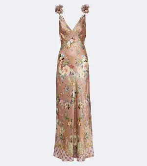 Camilla Floral Silk Satin Slip Dress - Multicoloured
