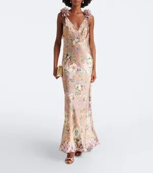 Camilla Floral Silk Satin Slip Dress - Multicoloured