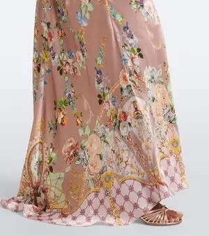 Camilla Floral Silk Satin Slip Dress - Multicoloured