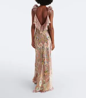Camilla Floral Silk Satin Slip Dress - Multicoloured