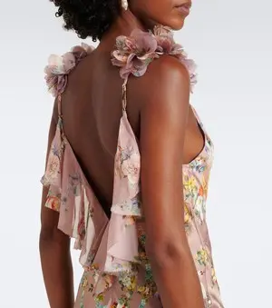 Camilla Floral Silk Satin Slip Dress - Multicoloured