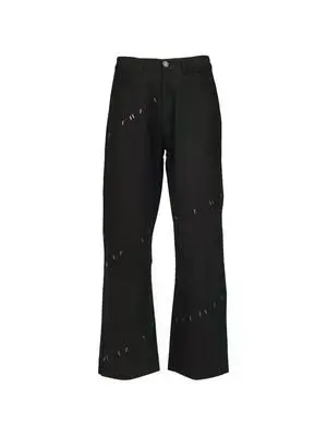 ROCKSTEADY Nail-stitched Straight-leg Trousers - Black
