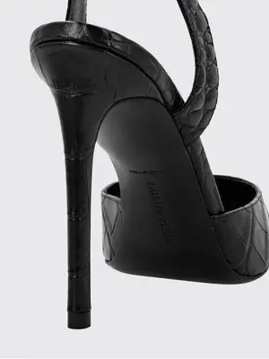 Philipp Plein Croc-effect Leather Slingback Pumps With Rhinestones And Skull