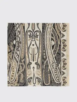 Etro Rectangular Paisley Print Wool And Silk Scarf With Fringed Edges