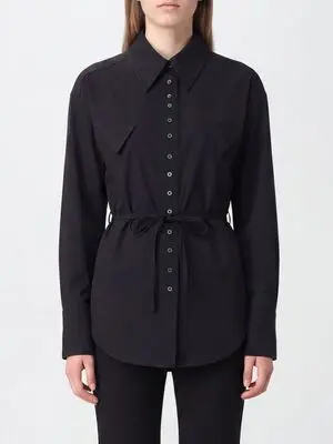 Pinko Long-sleeved Shirt In A Cotton And Lyocell Blend With A Tie-waist Belt