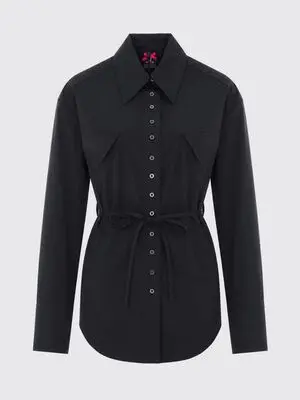 Pinko Long-sleeved Shirt In A Cotton And Lyocell Blend With A Tie-waist Belt