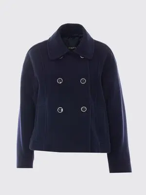 Pinko Double-breasted Wool-blend Peacoat With Dropped Shoulders - Blue