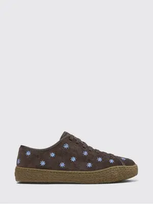 Camper Peu Terreno Suede Sneakers With Floral Embroidery - Brown