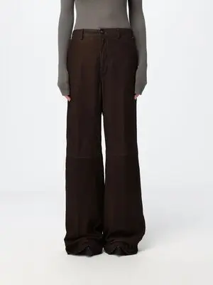 Rick Owens High-waisted Suede Calf Leather Flare Pants