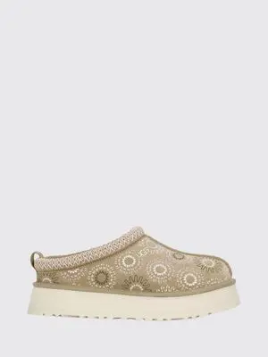 UGG Tazz Sun Stitch Suede Mules With Embroidery And Eva Sole - Beige