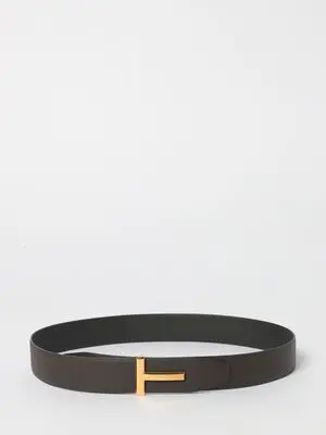 TOM FORD T Icon Reversible Hammered Leather Belt - Brown
