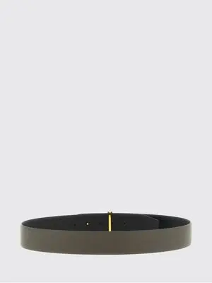 TOM FORD T Icon Reversible Hammered Leather Belt With Monogram Buckle - Kaki