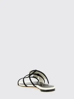 Zimmermann Orchid Leather And Twill Sandal With Floral Applications - White