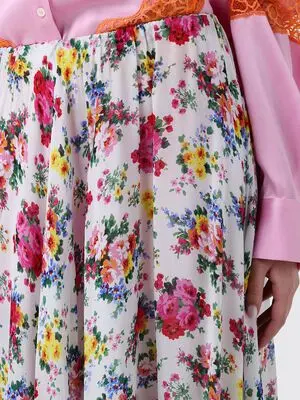 MSGM Floral Print Pleated Maxi Skirt