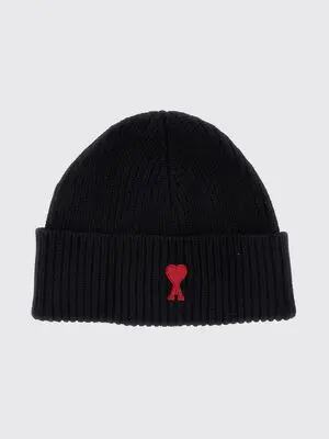AMI Paris Ribbed Wool Hat Black