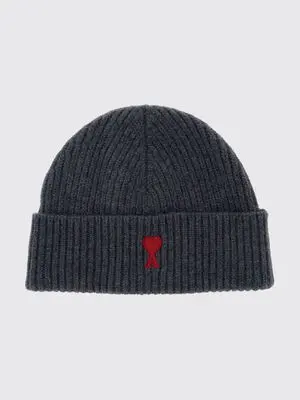 AMI Paris Ribbed Wool Hat - Grey
