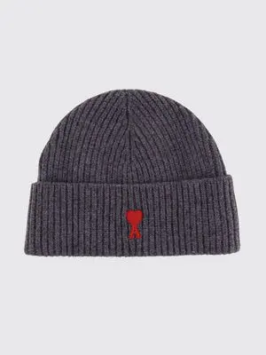 AMI Paris Ribbed Wool Hat Red