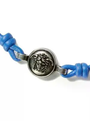 Versace Medusa Leather Bracelet - Silver