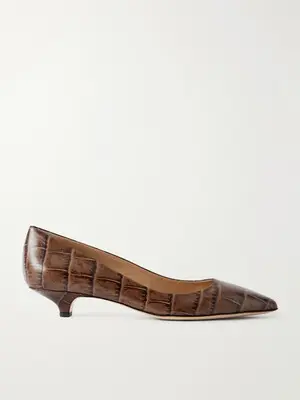 JAMIE HALLER The Kitty Croc-effect Leather Pumps