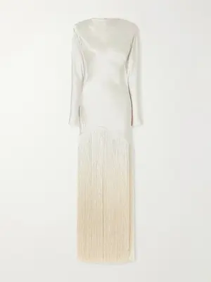 ILKYAZ OZEL Vesper Fringed Satin Gown