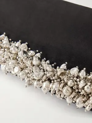 Simkhai River East West Bead-embellished Suede Clutch