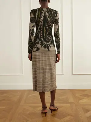 Etro Printed Ribbed-knit Midi Dress