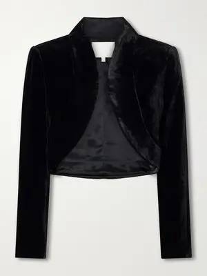 Costarellos Elvie Cropped Velvet Jacket - Black