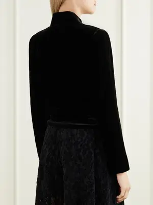 Costarellos Elvie Cropped Velvet Jacket
