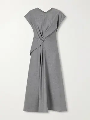 Victoria Beckham Aria Gathered Wool Midi Dress